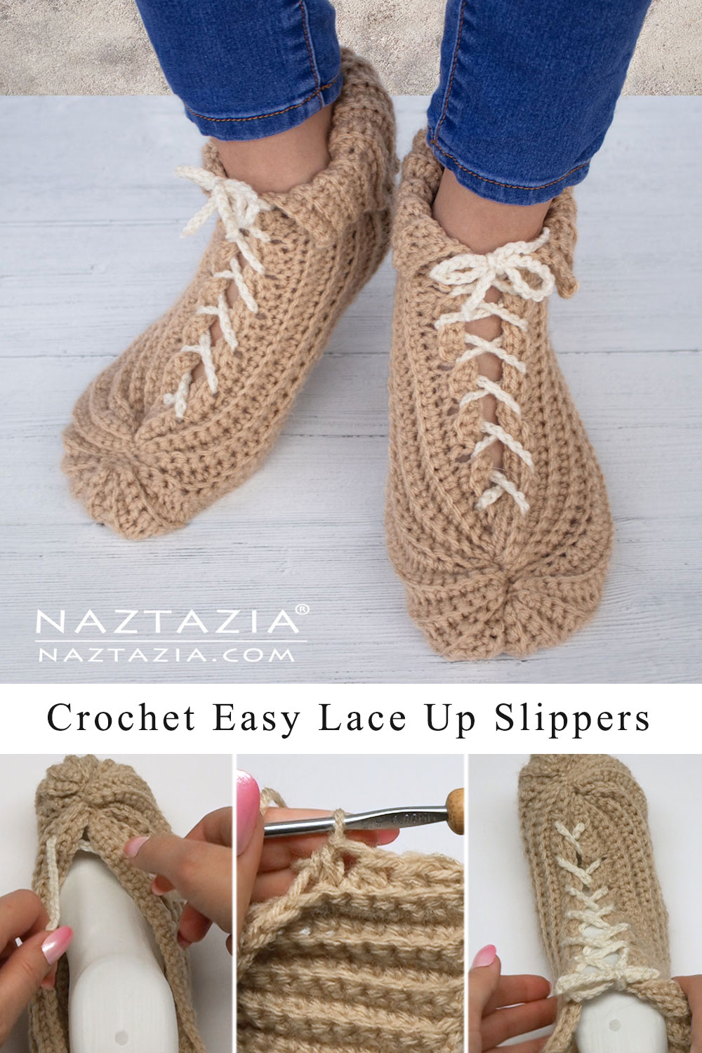Crochet Lace Up Slippers - Naztazia