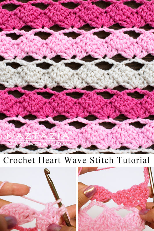 Crochet Heart Wave Stitch Pattern - Naztazia