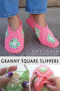 How to Crochet Granny Square Slippers - Naztazia