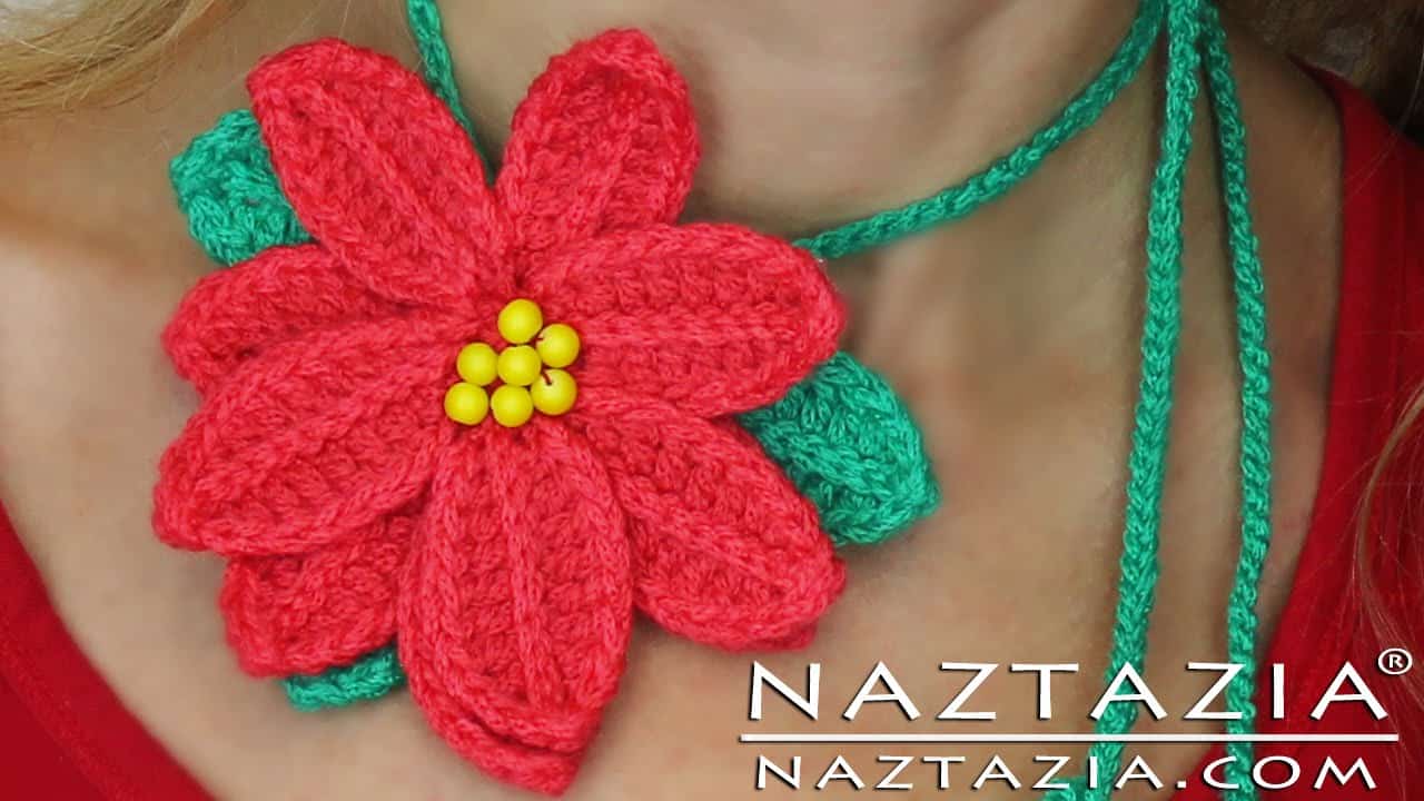 How to Crochet a Poinsettia Christmas Flower - Naztazia
